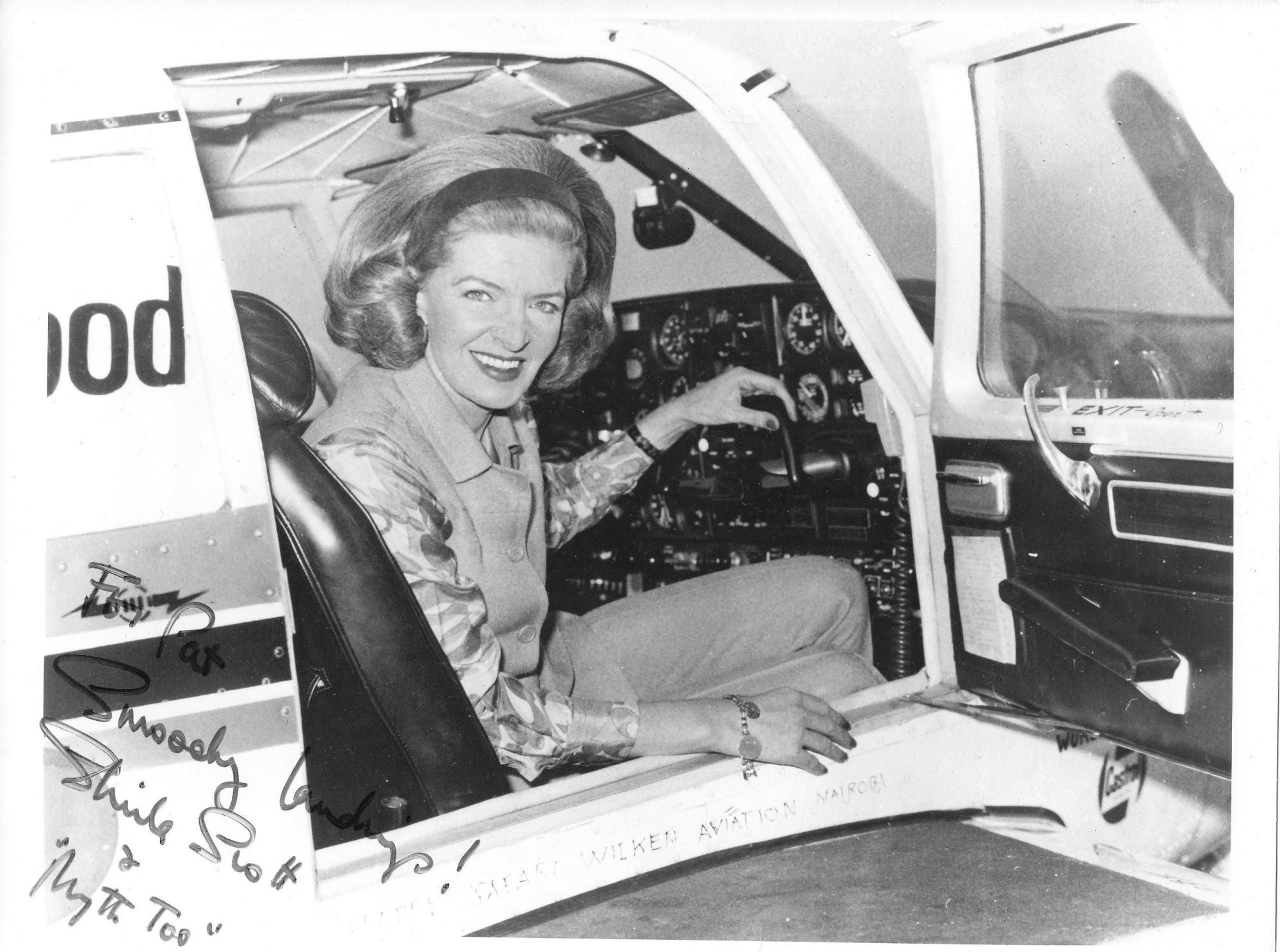 Autographed Photos of Sheila Scott and her planes Mythre and Myth Too